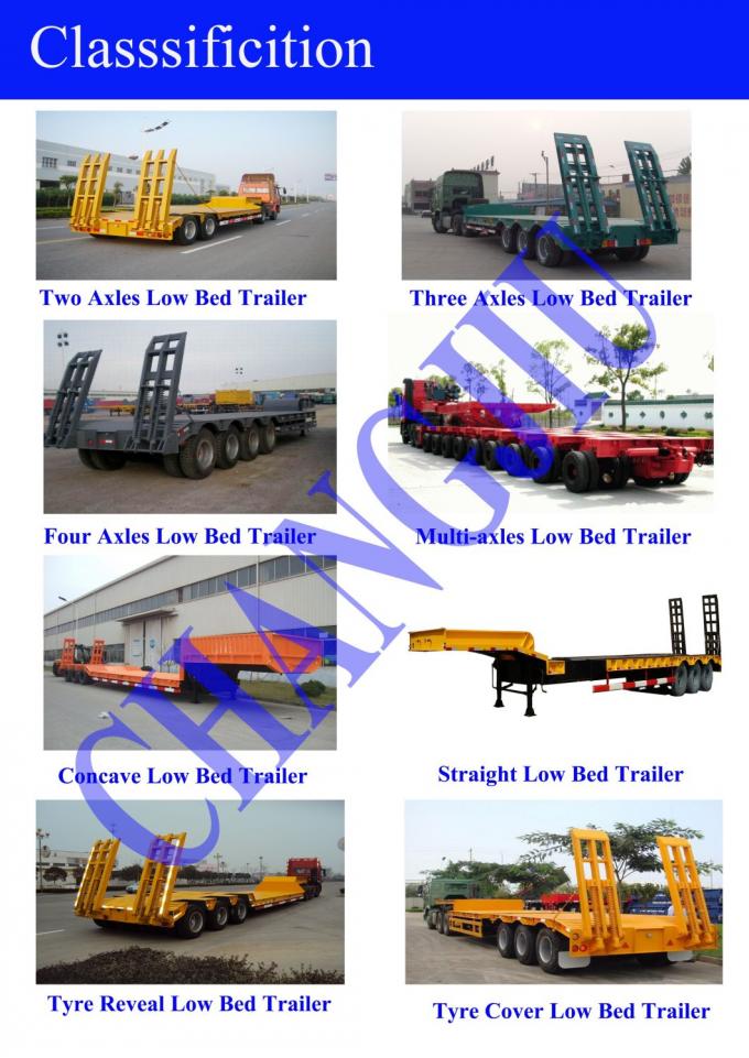 Excavator Transportation Gooseneck Low Bed Semi Trailer 3 Axles 3 Axles Low Bed Trailer/80tons Low Loader Trailers with Ladders