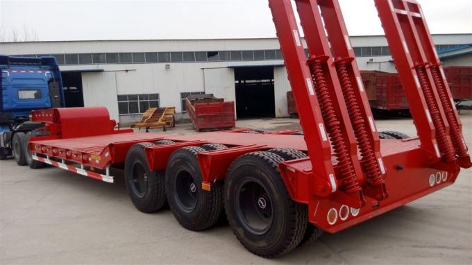 50mt/50 Tons Low Bed Semi Trailer China Heavy Duty 4 Axles 80 Tons Drop Deck Low Bed Semi Trailer with Hydraulic Ramps