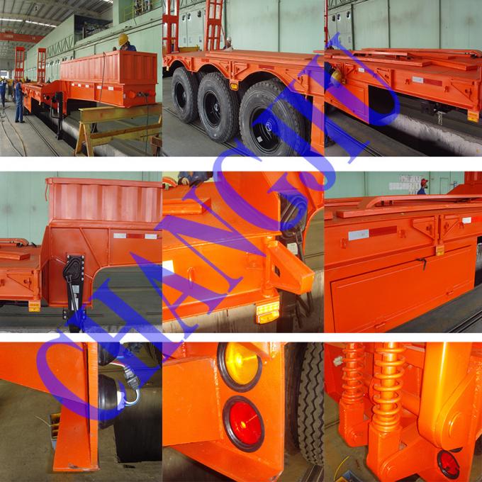 3 Axles Low Bed Flatbed Utility Cargo Semi Truck Trailer 3 Axle Bulldozer Transport Low Bed Truck Trailer Low Loader